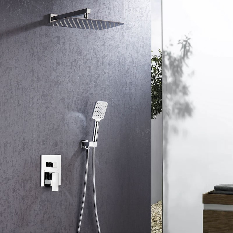 Rainlex Wall-Mounted Dual Functions 12" Rainfall Shower Head Chrome ...
