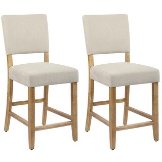 Cataldo Fabric Upholstered Wood and Cane 25.5 inch Counter Stools (Set ...