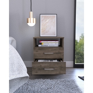 2-Drawers 1-Open Shelf Bedside Table, Modern Bed Console table - Bed ...