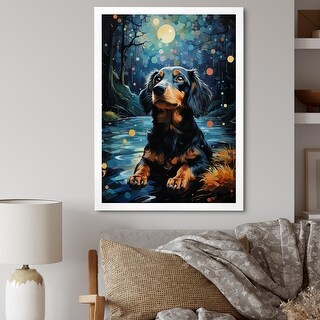 Designart "Dachshund Dreamscape I" Animals Dog Framed Wall Decor - Bed ...