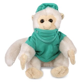 DolliBu White Squirrel Monkey Doctor Plush with Scrub Uniform and Cap ...