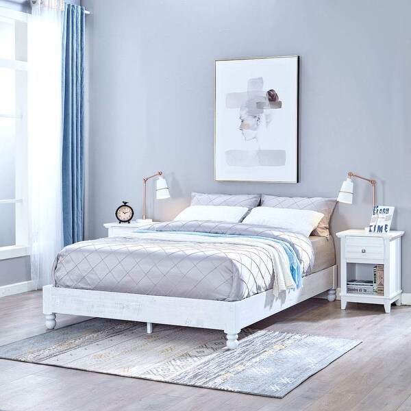 White washed wood bed frame store