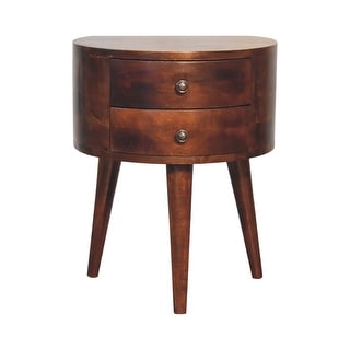 Artisan Furniture Solid Wood Curved Dark Walnut Nightstand - Bed Bath ...