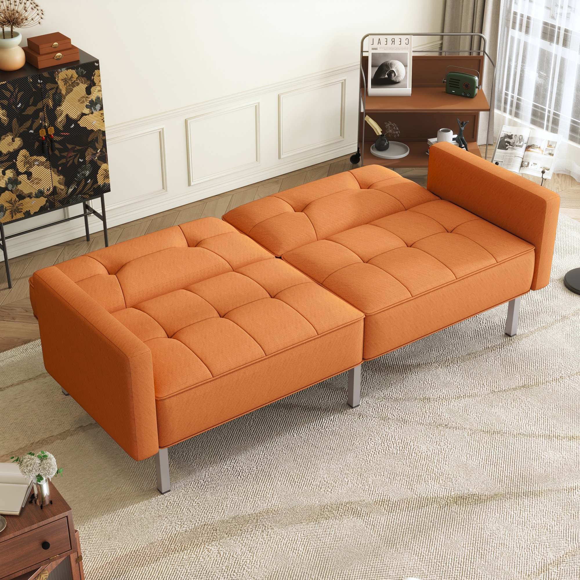 Convertible Folding Futon Sofa Bed Orange Bed Bath Beyond 41103800