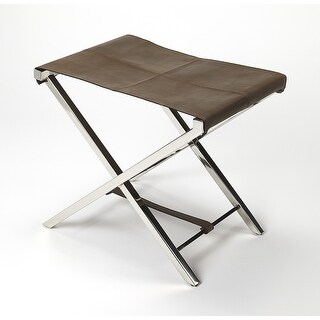 Handmade Matteo Leather and Metal Folding Stool (India) - Bed Bath ...