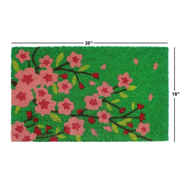 RugSmith Green Machine Tufted Pink Floral Tree Coir Doormat, 18" x 30 ...