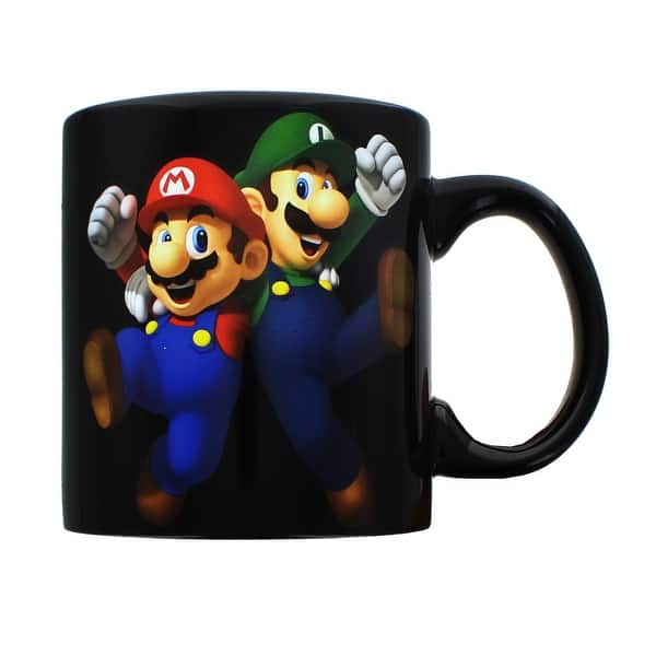 Super Mario Bros. Mario & Luigi 20oz Ceramic Mug - Black - Bed Bath ...