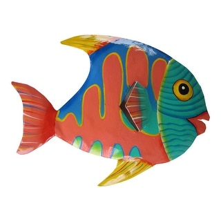Pink and Green Small Mouth Tropical Fish Haitian Metal Wall Art Plaque ...