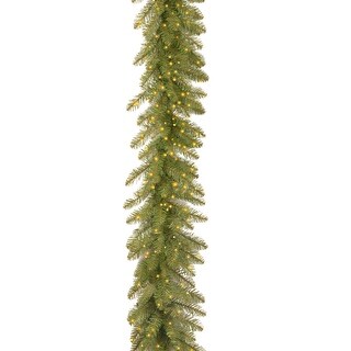 National Tree Company 9 ft. Kingswood Fir Garland with Battery Operated ...