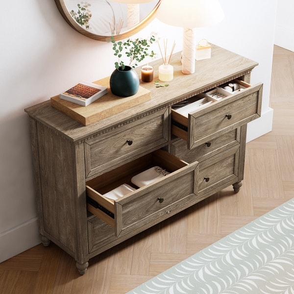 Gerald Traditional Wooden 6 Drawer Dresser With Storage By HULALAHOME ...