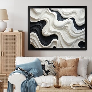 Designart "Black White Opt Art Optical Symphony II" Modern Framed ...