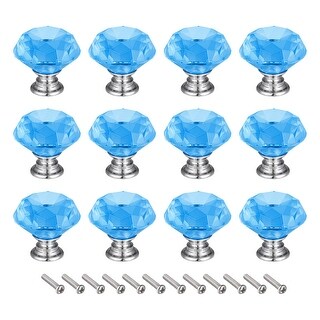 30mm Crystal Knobs Drawer Diamond Shaped Pulls Handles 12pcs - Light ...