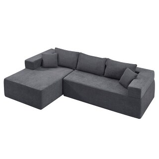 2-Piece Modular Sofa Set - Faux Lamb Wool Upholstery, Perfect for ...