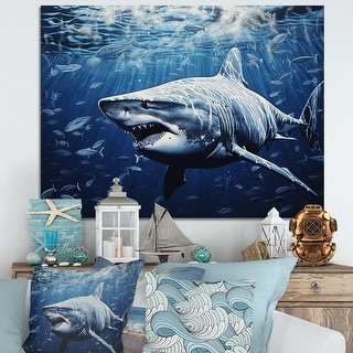 Designart "Bull Shark Depths Photography" Sharkwall Art - Bed Bath ...