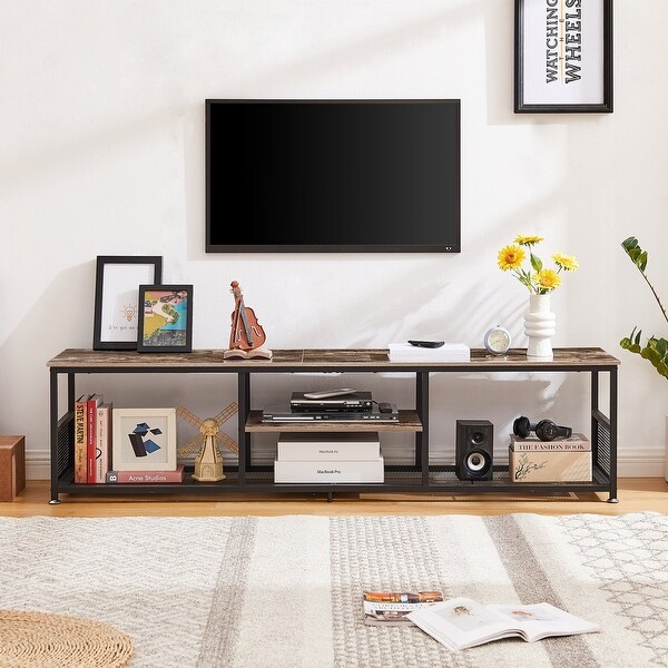 Javlergo TV Stand Industrial Entertainment Center Media Console Table with Storage and Mesh Shelf for Living Room Bedroom Brown On Sale Bed Bath Beyond 36155036