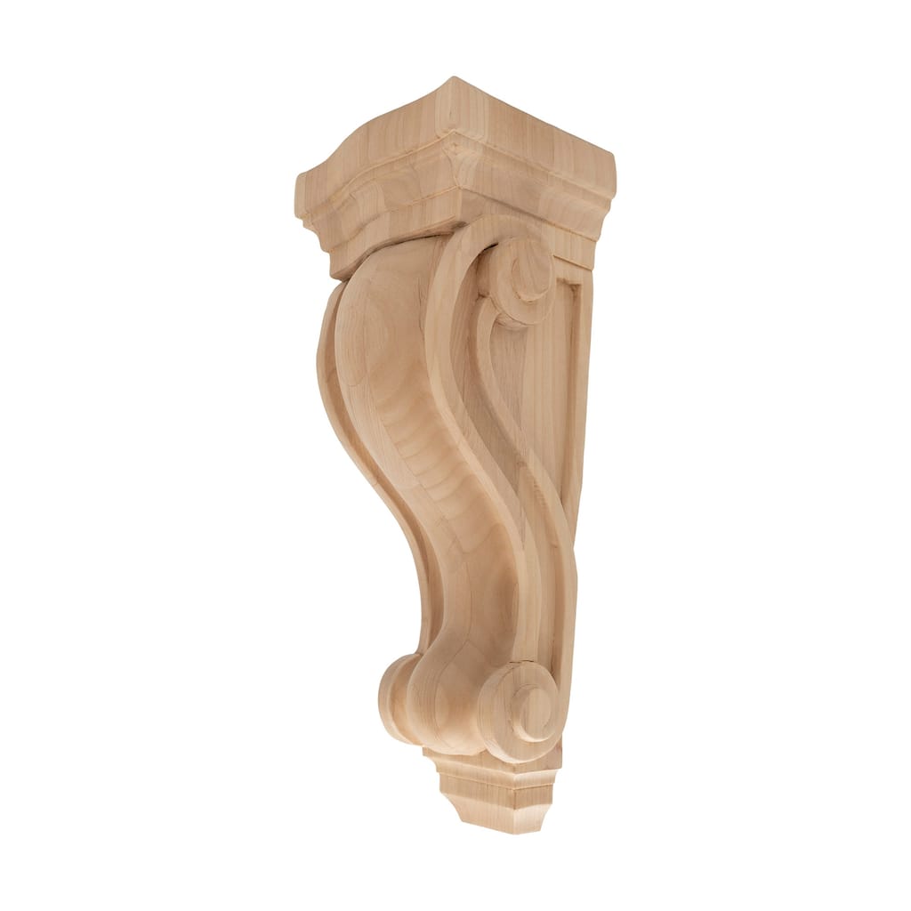 13" x 5-3/8" x 4-1/2" Large Alder Traditional Plain Wood Corbel ...