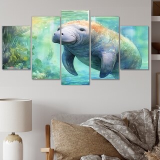 Designart "Gentle Manatee II" Animals Metal Wall Art Set - Bed Bath ...