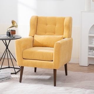 Chenille Accent Chair Yellow Reading Chair Living Room Lounge Chairs ...