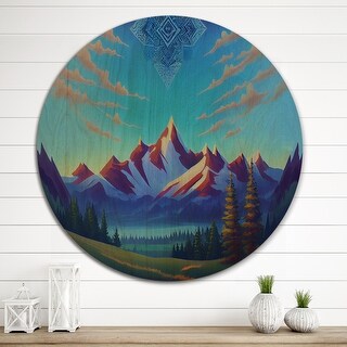 Designart "Mandala In The Sky Above The Valley" Landscape Mountains ...