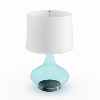 Porch & Den Burton Light Blue Glass Fabric Shade Table Lamp - Bed Bath ...