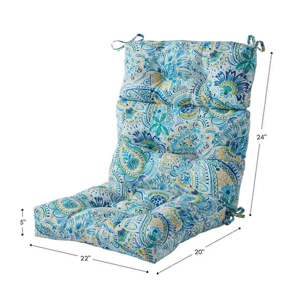 Greendale 44x22-inch Painted Paisley Outdoor High Back Chair Cushion ...
