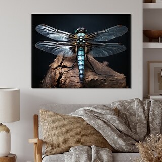 Designart "Teal Dragonfly Portrait I" Animals Metal Wall Decor - Bed ...