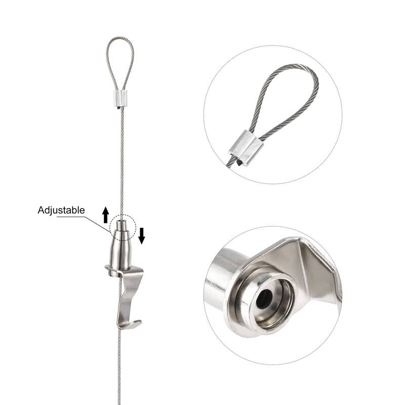 Picture Hanging Wire Kit, 4pcs 1.5M Adjustable Rail Hanging System ...