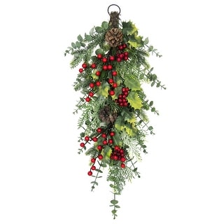 Artificial Mixed Holly Berry Pine Cone & Eucalyptus Pine Christmas ...