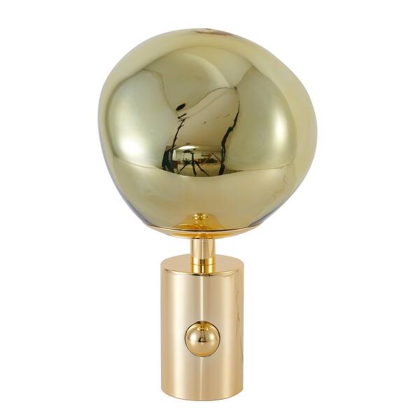 1-Light D9.8" Gold Arcylic Distorted Orb Table Lamp with a Gold Frame ...