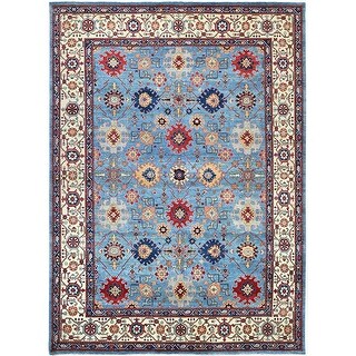 Shahbanu Rugs Uranian Blue Densely Woven Shiny Wool All Over Design ...