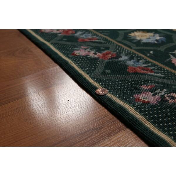Hand-Woven Green French Needlepoint Aubusson Oriental Area Rug (4x6 ...