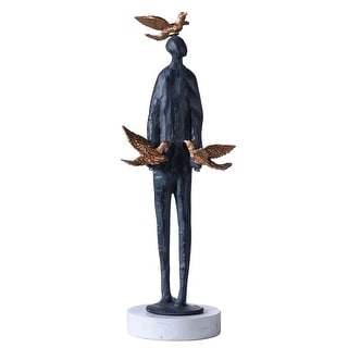 Dann Foley - Bird Man Sculpture - Blue and Brass - Cast Iron Zinc - Bed ...