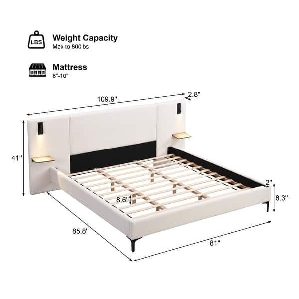Christopher Knight Home - Elise Upholstered Bed with Integrated Lights ...