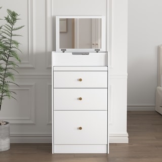 Small Dresser with Mirror - White Vanity Set Makeup Table with Chair ...