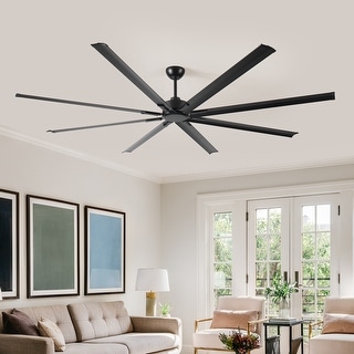 96 Inch Industrial DC Motor Ceiling Fan, 6-Speed Remote Control - Black ...