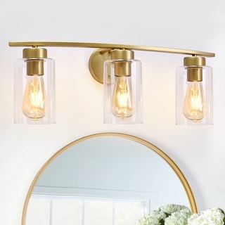 Modern Curved Design Glass Brass Gold Vanity Light - Bed Bath & Beyond ...