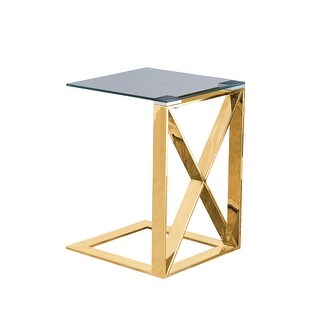 Metal X Frame 22" C Table, Gold 21.75"H - 15.75" x 17.75" x 21.75 ...