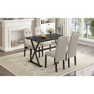 Solid Wood 5-Piece Dining Table Set - Bed Bath & Beyond - 37861689