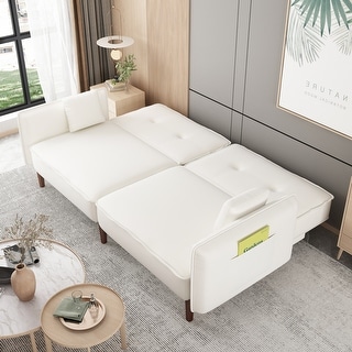 Modern Fabric Sofa with Plush Cushioning, Convertible Sofa Bed, White ...