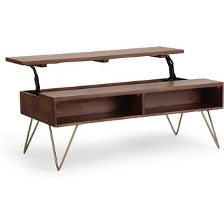 Lift Top Coffee Table - 48 inch Solid Mango Wood & Metal with Storage ...