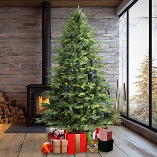 6.5ft PE&PVC Easy Assembly Christmas Tree with Metal Stand,450 LED ...