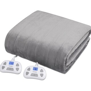 Heated Electric Blanket Queen Size, Flannel Fleece 1-10 Hours Auto-Off ...