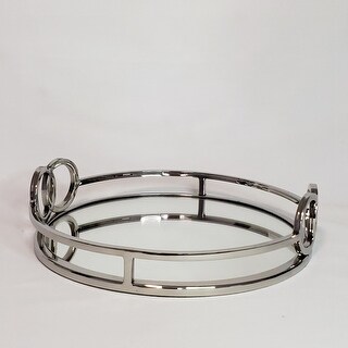 Luxury Silver Stainless Steel Round vanity tray with mirror 11" - Bed ...