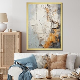 Designart "Grey And Yellow Subtle Tranquility " Abstract Shapes Framed ...