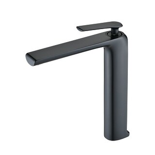Matte Black Single-Handle High-Arc Modern Bathroom Faucet, Geometric ...