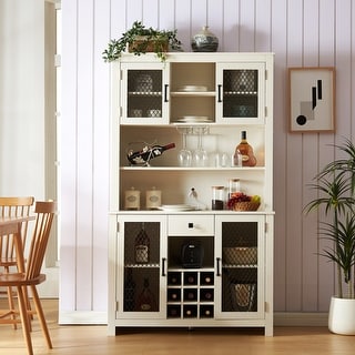 Kitchen Hutch Cabinet with LED Outlets Food Pantry Cabinet - Bed Bath ...