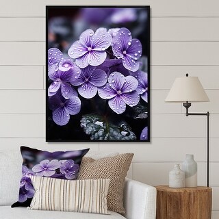 Designart "Violets Whispering Photo I" Violets Framed Wall Decor - Bed ...