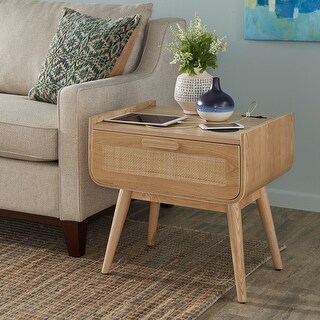 Monika Natural Finish End Table With Wireless Charger by iNSPIRE Q ...
