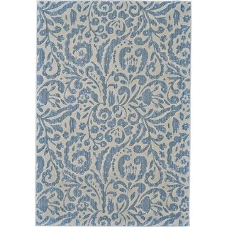 10' X 14' Blue Ivory And Tan Floral Distressed Stain Resistant Area Rug ...