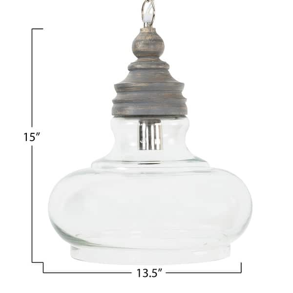 Glass and Distressed Mango Wood Ceiling Light - Bed Bath & Beyond ...